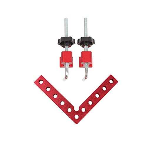 Kipokalor Two sets of Red Aluminium Alloy 90 Degree positioning squares Right Angle Clamps Woodworking Carpenter tool corner Clamping square for Picture Frame Box Cabinets Drawers(120MM, 2 sets Red)