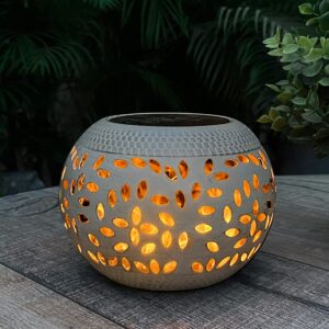 solar table lantern outdoor waterproof- dancing flickering flame solar powered led light,white metal desktop decorative lamp auto on/off lighting dusk to dawn for desk patio garden pathway yard