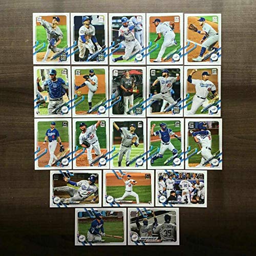 2021 Topps Series 1 Baseball Los Angeles Dodgers Base MLB Hand Collated Team Set in Near Mint to Mint Condition of 20 Cards:5 Julio Urias - 13 Mookie Betts - 15 Mookie Betts World Series Highlights (WSH) - 40 Joc Pederson - 44 Walker Buehler WSH - 50 Cody