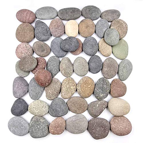 50 Rocks for Painting – Bulk Multi-Colored Large Rock Painting Stones, 2” - 3.5” inch Super Smooth and Flat, Non-Porous Craft Painting Rocks, 100% Natural River Rocks for Mandala and Kindness Stones