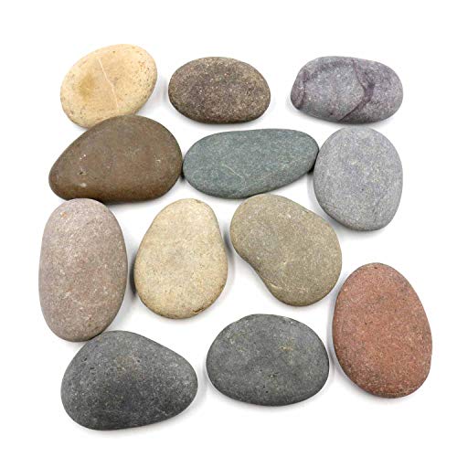 12 Extra-Large Rocks for Painting – Multi-Colored Craft Rock Painting Stones, 3.5” - 4.5” inch Smooth and Flat, Non-Porous Painting Rocks, 100% Natural River Rocks for Mandala and Kindness Stones