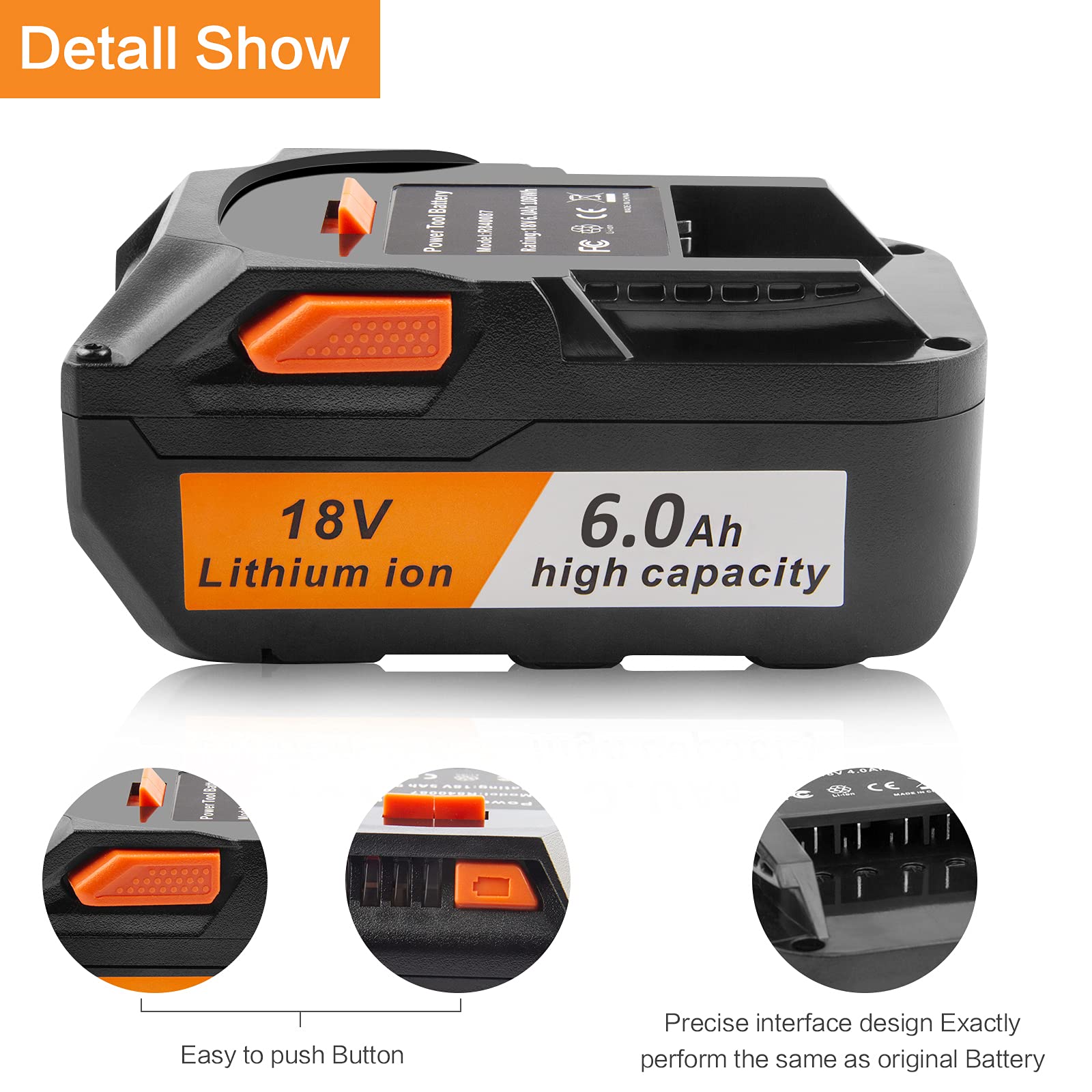 TREE.NB 18V 6.0Ah Lithium Battery - Replacement for Ridgid Power Tool Battery AC840087 R840083 R840085 R840086 R840087 R840089 AC840085 AC840086 AC840087P AC840089 AC840094 Cordless Drill Tools