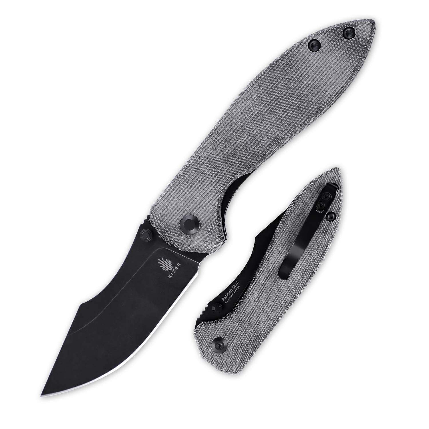 Kizer Folding Knife, Black N690 Steel Blade with Thumb-Stud, Micarta Handle with Pocket Clip, V4548N1