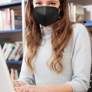 LEMENT 25pcs KN95 Face Mask Black 5 Layer Cup Dust Safety Masks Filter Efficiency≥95% Breathable Elastic Ear Loops Black Masks