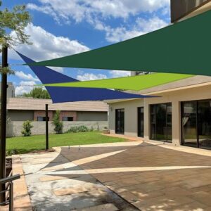 Jneaicn Shade Sail Waterproof Sun Canopy Triangle 6'5''x 6'5''x 6'5'' Shade Sails UV Block for Patio Backyard Lawn Yard in Color Green