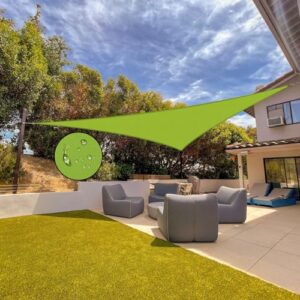 Jneaicn Shade Sail Waterproof Sun Canopy Triangle 6'5''x 6'5''x 6'5'' Shade Sails UV Block for Patio Backyard Lawn Yard in Color Green