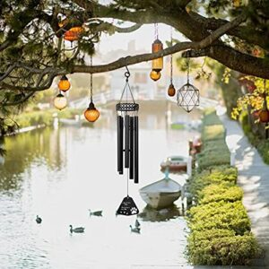 Pet Memorial Wind Chimes, Large 31" Paw Prints Pet Sympathy Wind Chimes, Gift for Pet Owner to Remember & Miss a Dog Cat & Other Pet, Home Decor Outdoor Garden Metal Wind Chimes(Black)