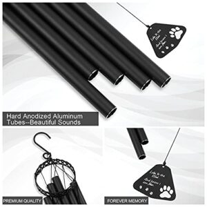 Pet Memorial Wind Chimes, Large 31" Paw Prints Pet Sympathy Wind Chimes, Gift for Pet Owner to Remember & Miss a Dog Cat & Other Pet, Home Decor Outdoor Garden Metal Wind Chimes(Black)