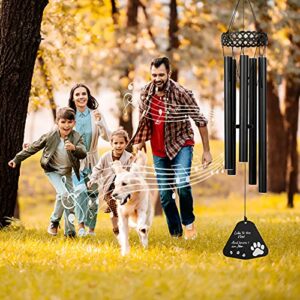 Pet Memorial Wind Chimes, Large 31" Paw Prints Pet Sympathy Wind Chimes, Gift for Pet Owner to Remember & Miss a Dog Cat & Other Pet, Home Decor Outdoor Garden Metal Wind Chimes(Black)