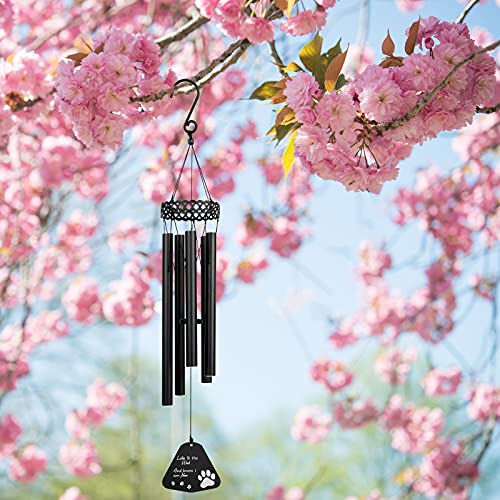 Pet Memorial Wind Chimes, Large 31" Paw Prints Pet Sympathy Wind Chimes, Gift for Pet Owner to Remember & Miss a Dog Cat & Other Pet, Home Decor Outdoor Garden Metal Wind Chimes(Black)