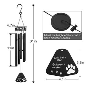 Pet Memorial Wind Chimes, Large 31" Paw Prints Pet Sympathy Wind Chimes, Gift for Pet Owner to Remember & Miss a Dog Cat & Other Pet, Home Decor Outdoor Garden Metal Wind Chimes(Black)