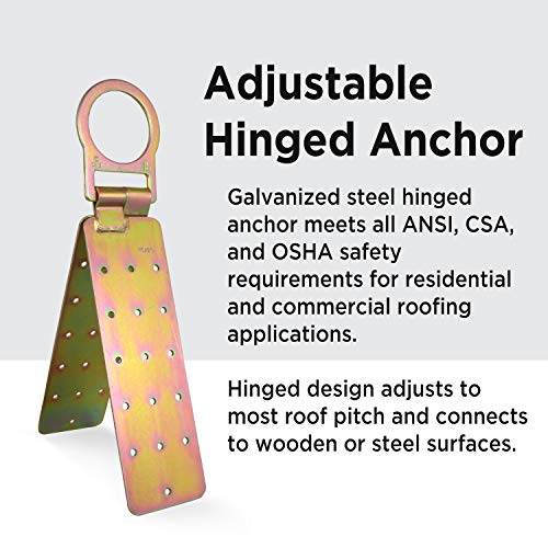 AFP 50FT Fall Protection Roofer Kit Braided Vertical Lifeline w/Rope Grab, 1 D-Ring Safety Harness, Hinged Anchor, Ballistic Nylon Tool Bag, Free Tool Lanyard | OSHA & ANSI Rated