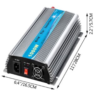 VEVOR Grid Tie Solar Inverter, 1000W MPPT Power Inverter, 50/60 Hz Solar Grid Tie System, Grid Tie Inverter, DC 20-45V Input to AC 90-140V Output Wind Turbine Grid Tie Inverter for Solar Panel System