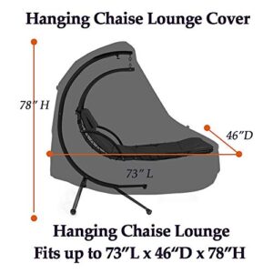 StorMaster 73 Inch Patio Hanging Chaise Lounge and Stand Cover Waterproof Outdoor Curved Steel Hammock Lounger Swing Chair Covers