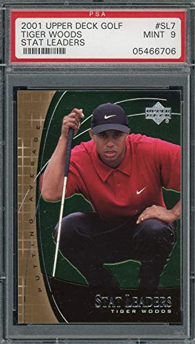 Tiger Woods 2001 Upper Deck Stat Leaders Golf Card #SL7 Graded PSA 9 MINT