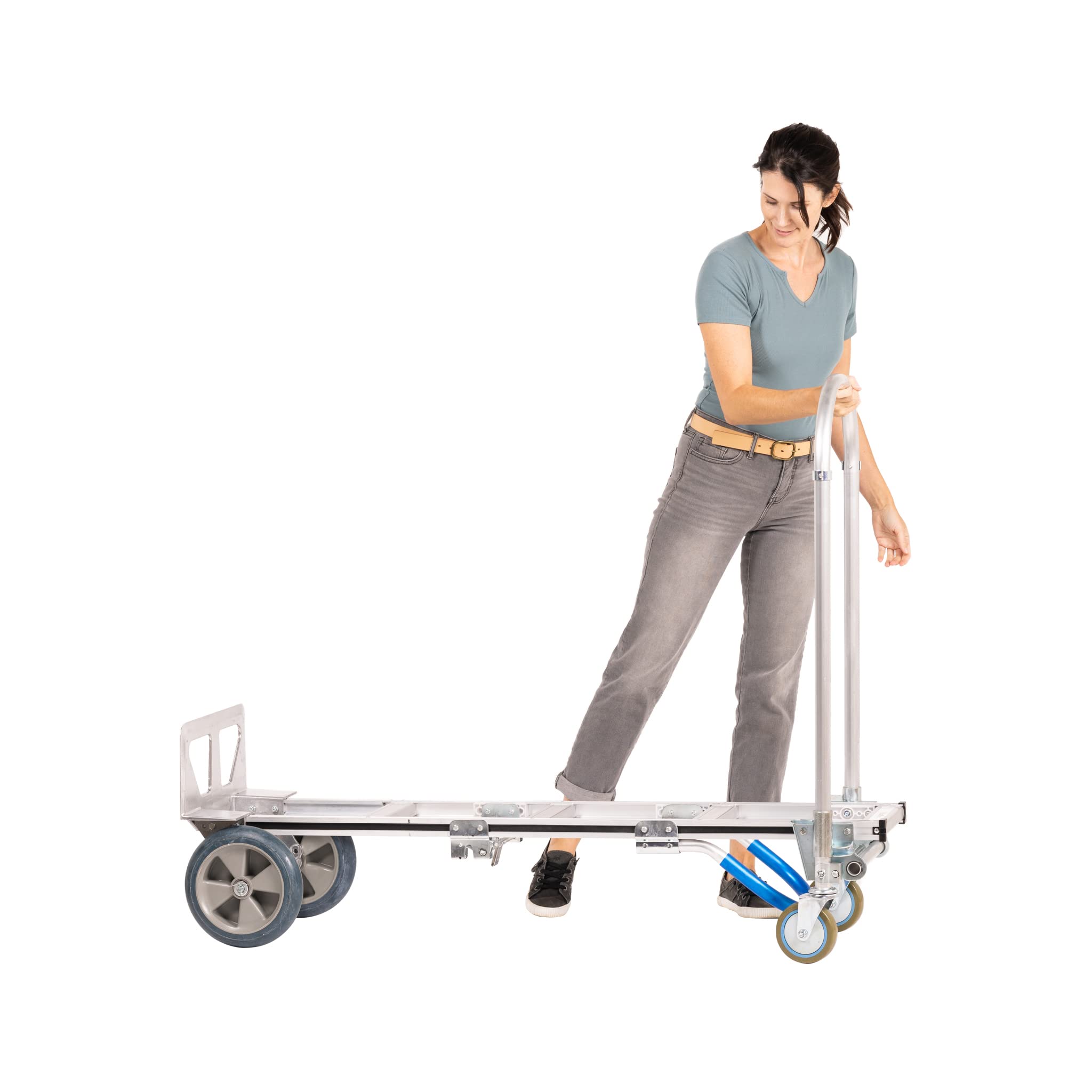 HaulPro Fully Assembled Senior Convertible Hand Truck - Heavy Duty Loads 1,000 lbs. Aluminum Moving Dolly Converts from Hand Truck to Platform Push Cart in Seconds - Utility Cart with Anti Slip Handle