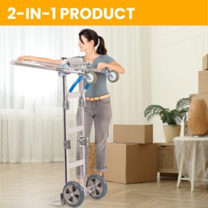 HaulPro Fully Assembled Senior Convertible Hand Truck - Heavy Duty Loads 1,000 lbs. Aluminum Moving Dolly Converts from Hand Truck to Platform Push Cart in Seconds - Utility Cart with Anti Slip Handle