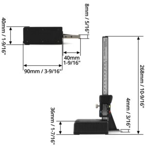 QWORK Height Gauge Measuring Tools, 0-150mm Digital Display Height Aperture Caliper Gauge with Magnetic Self Standing Feet Base, 1 Pack