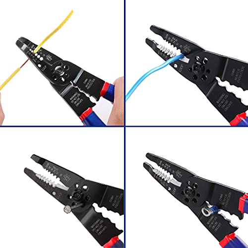 WORKPRO Wire Stripper Set, 8-Inch Multi-Tool Stripper and 8-Inch Self-Adjusting Wire Stripper Set for Stripping, Cutting and Crimping