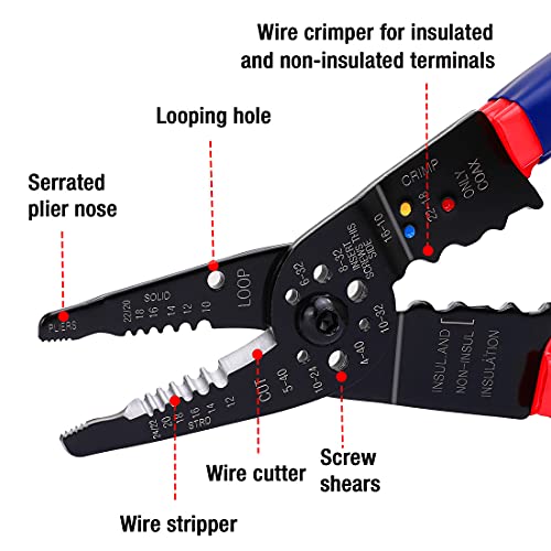 WORKPRO Wire Stripper Set, 8-Inch Multi-Tool Stripper and 8-Inch Self-Adjusting Wire Stripper Set for Stripping, Cutting and Crimping