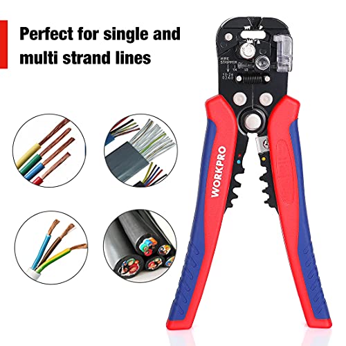 WORKPRO Wire Stripper Set, 8-Inch Multi-Tool Stripper and 8-Inch Self-Adjusting Wire Stripper Set for Stripping, Cutting and Crimping