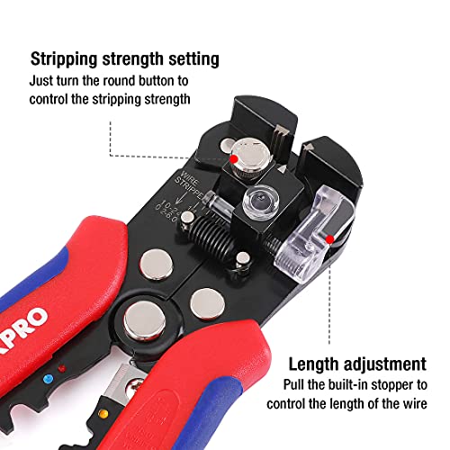 WORKPRO Wire Stripper Set, 8-Inch Multi-Tool Stripper and 8-Inch Self-Adjusting Wire Stripper Set for Stripping, Cutting and Crimping