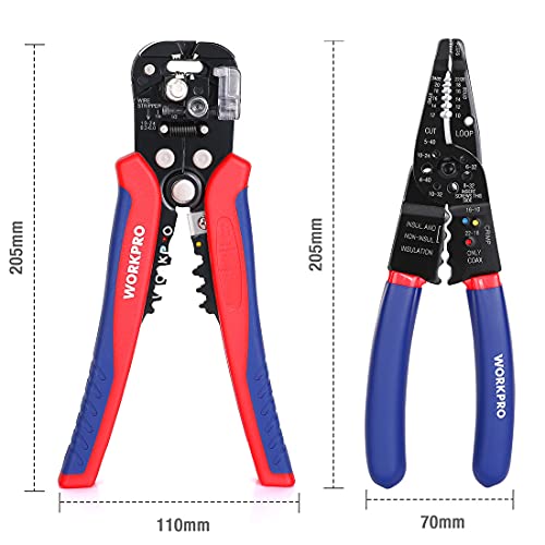 WORKPRO Wire Stripper Set, 8-Inch Multi-Tool Stripper and 8-Inch Self-Adjusting Wire Stripper Set for Stripping, Cutting and Crimping