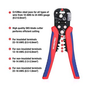 WORKPRO Wire Stripper Set, 8-Inch Multi-Tool Stripper and 8-Inch Self-Adjusting Wire Stripper Set for Stripping, Cutting and Crimping