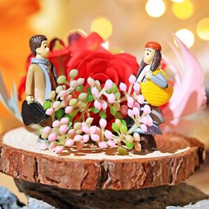 VALICLUD Ornament Decoration Terrarium Miniatures Bridal Show Stand Couple Micro Landscape Lover Love Couple Figurines Cake Decorating Landscape Ornaments Wood Doll House Bride Booth