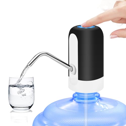 KUFUNG Water Dispenser for 5 Gallon Bottle - Rechargeable Water Pump for 5 Gal Jug, BPA-Free, Food Grade Silicone Hose, Stainless Steel Spout - 30-40 Days Battery Life, Easy One Switch Operation