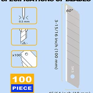 DOWELL 18mm Snap Off Blades SK5 Utility Knife Retractable Blades Box Cutter Blades (100pc)