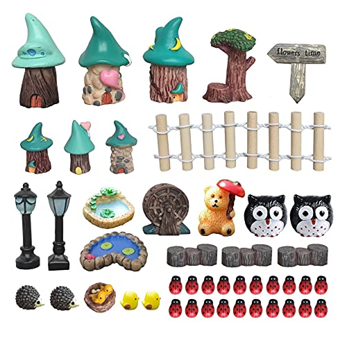 BEZALEL Mini Fairy Garden Accessories Outdoor - Miniature Fairy Garden Supplies Miniature Garden Accessories with Fairy Garden Animals, Houses, Decor for Garden Patio Micro Landscape Yard Bonsai