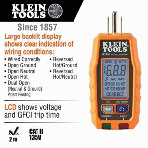 Klein Tools RT250KIT Non-Contact Voltage Tester and GFCI Receptacle Tester with LCD and Flashlight, Voltage Electrical Test Kit