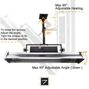 Star Patio Electric Patio Heater, Outdoor Heater with Remote and Touch Switch, 700W/800W/1500W Infrared Ceiling Heater with Black Finish, STP1520-FHC-RMLED N1