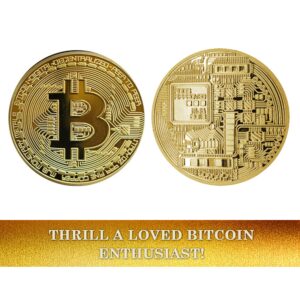 Neatbuddy 12Pcs Bitcoin Coin, Bitcoin Commemorative Coin, Blockchain Cryptocurrency, Collectible Coin with Protective Case, Gold Bitcoin Tokens, Home and Office Decoration (Gold)