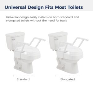 Drive Medical PreserveTech Universal Raised Toilet Seat with Handles, White