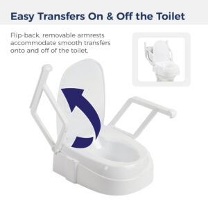 Drive Medical PreserveTech Universal Raised Toilet Seat with Handles, White