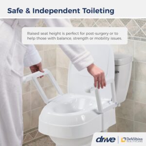 Drive Medical PreserveTech Universal Raised Toilet Seat with Handles, White