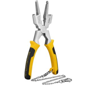 deluxe+ mig welding pliers, slag hammer, flat face hammer, scraper, fine/coarse files, side pull v-notch, ergonomic grip, heat treated, 8”, pm25