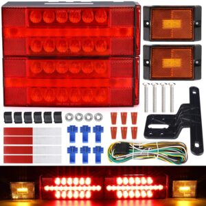 linkitom new submersible led trailer light kit, super bright fully waterproof tail lights, combined stop,tail lights,turn and license lights function for boat trailer