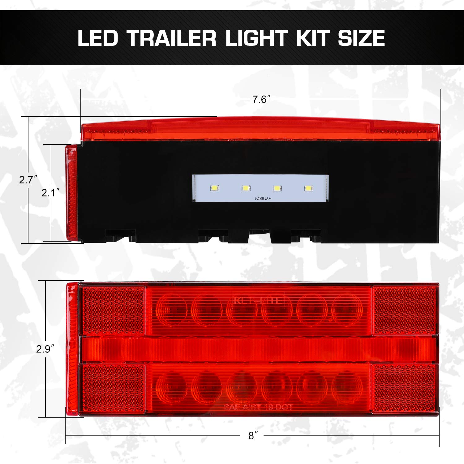 LINKITOM New Submersible LED Trailer Light Kit, Super Bright Fully Waterproof Tail Lights, Combined Stop,Tail Lights,Turn and License Lights Function for Boat Trailer