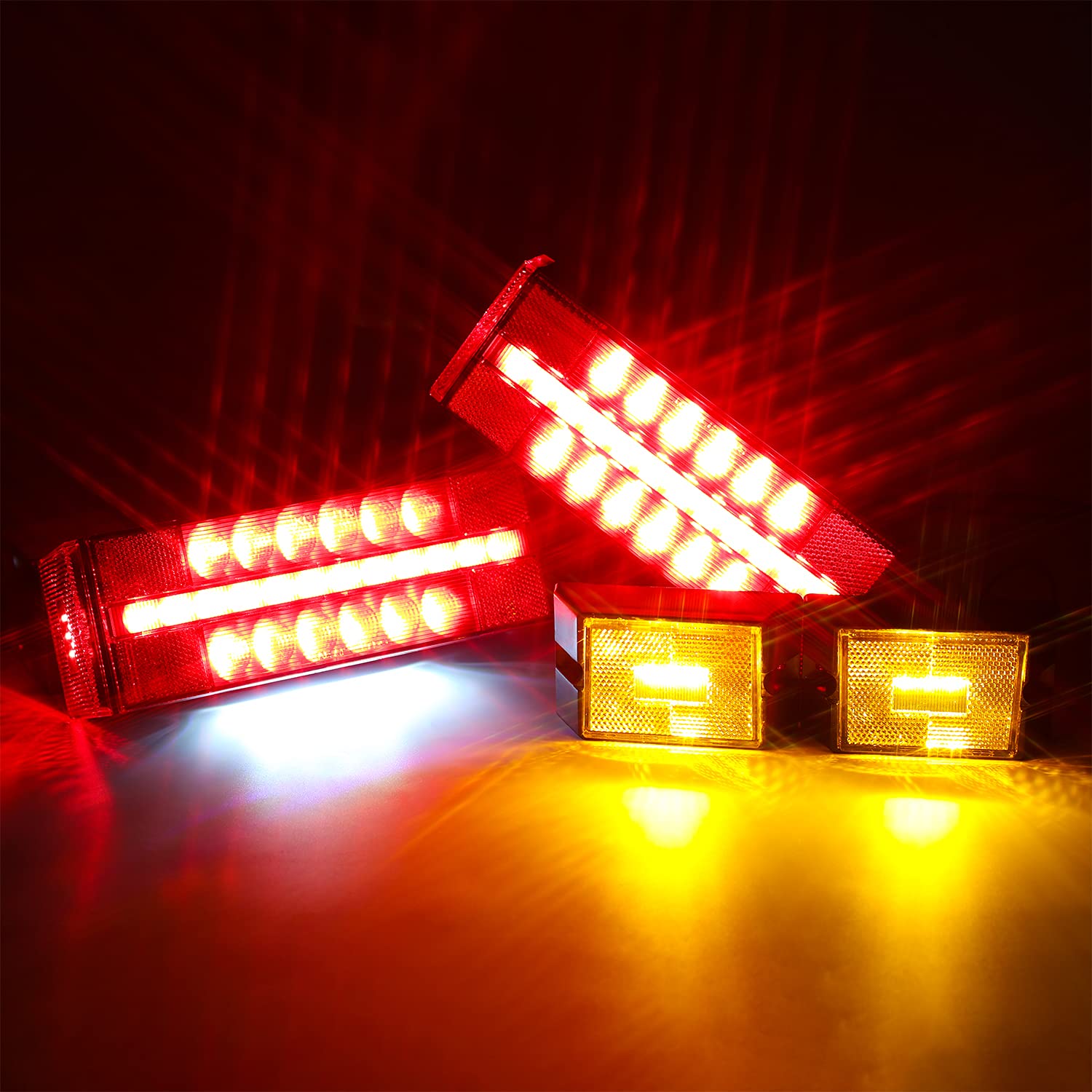 LINKITOM New Submersible LED Trailer Light Kit, Super Bright Fully Waterproof Tail Lights, Combined Stop,Tail Lights,Turn and License Lights Function for Boat Trailer