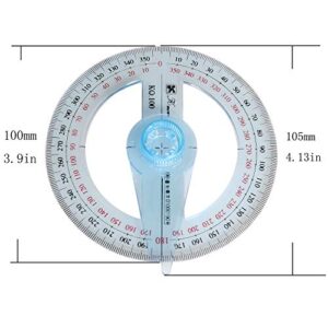 Longdex Swing Arm Protractor Plastic 4Inch 360 Degree Protractor with Swing arm