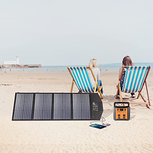 Nikota 100W Portable Solar Panel Foldable Solar Panels Charger Compatible with Jackery/Nikota Power Station,with USB 3.0 USB 2.0 DC Ports and Kickstand,for Camping, Hiking,RV Trips… Black