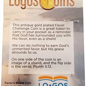 You are The Lord's Favored, Bulk Pack of 3 Religious Pocket Tokens of Prayer and Faith, Antique Gold-Color Plated Christian Challenge Coins, Inspirational Psalm 5:12 Church Handout Gifts