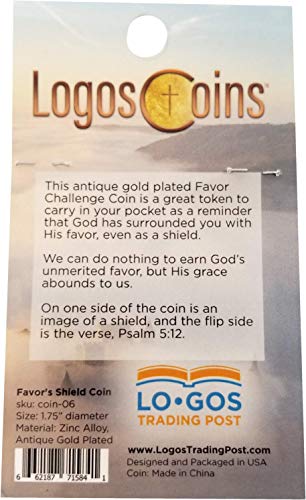 You are The Lord's Favored, Bulk Pack of 3 Religious Pocket Tokens of Prayer and Faith, Antique Gold-Color Plated Christian Challenge Coins, Inspirational Psalm 5:12 Church Handout Gifts