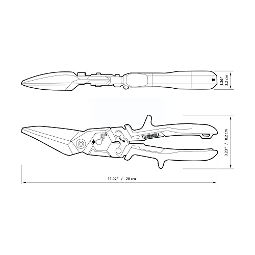 ToughBuilt - Straight Offset Long Cut Aviation Snips - One Handed Lock Operation - (TB-H4-60-SOL)