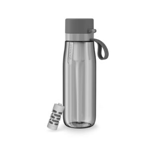 philips gozero everyday filtered water bottle with philips everyday water filter, bpa-free tritan plastic, purify tap water into healthy drinking tasting water, 22 oz, grey