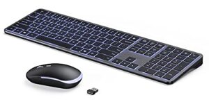 backlit wireless keyboard and mouse combo, seenda rechargeable 2.4g usb cordless illuminated keyboard & mouse, ultra slim full size computer keyboard and mouse for windows 7/8/10 laptop desktop pc