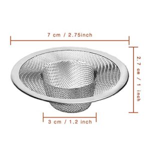 4pcs Heavy Duty Stainless Steel Slop Basket Filter Trap, 2.75" Top / 1" Mesh Metal Sink Strainer,Perfect for Kitchen Sink/Bathroom Bathtub Wash Basin Floor Drain Balcony Drain Hole,Utility